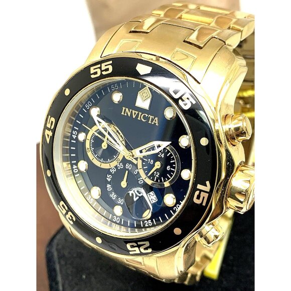 Invicta | Accessories | Invicta Mens Watch 072 Pro Diver Chronograph Black Dial Gold Stainless ...